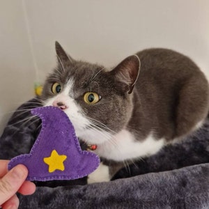 Magical Purple Moon Cat Toy With White Embroidered Stars - Etsy