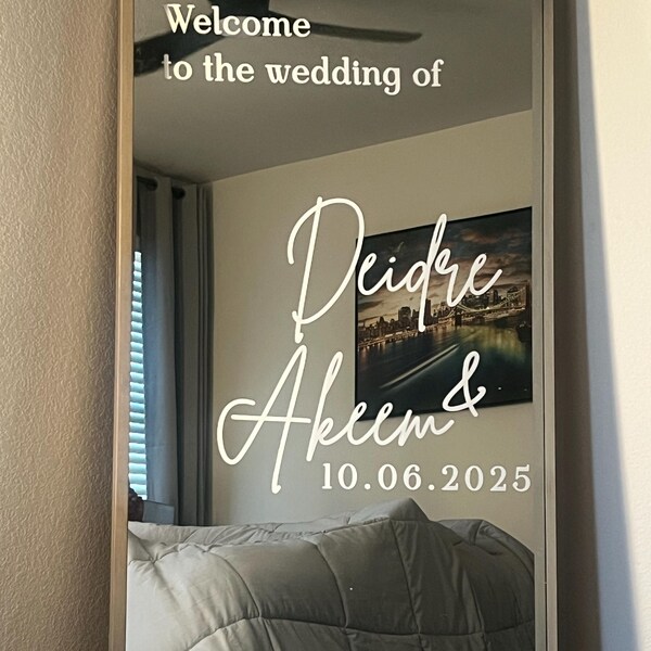 Custom Wedding Mirror Decal, Shower, Parties, Events, Personalized ...