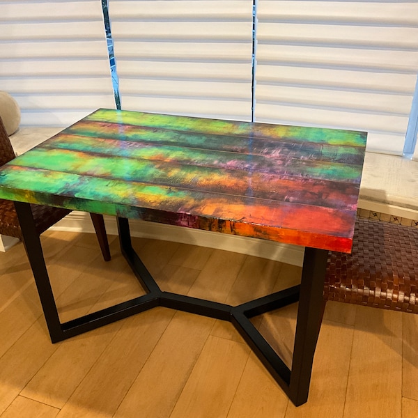 Modern Farmhouse Dining Table. Hand Painted Kitchen Table. Rustic Barn ...