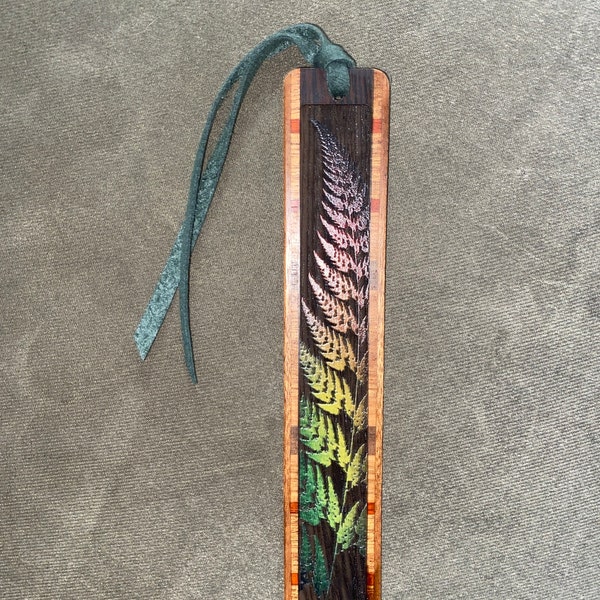Sword Fern Wooden Bookmark Handmade Engraved With Added Color - Made in ...