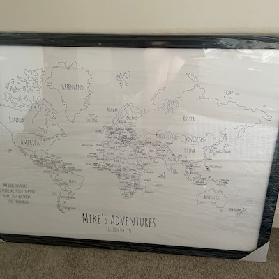 Personalised World Travel Push Pin Map Framed 100 Free Pins - Etsy UK