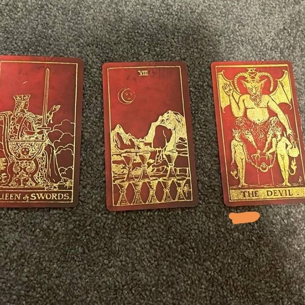 Tarot Deck, Red and Gold, Tarot Deck, Tarot Deck for Beginners, Unique ...