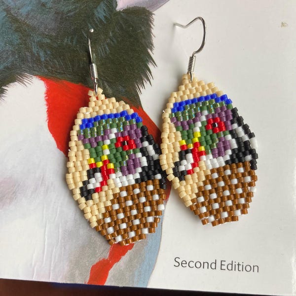PDF BEADING PATTERN - Raven Beaded Oval Earrings Pattern for Bird and ...