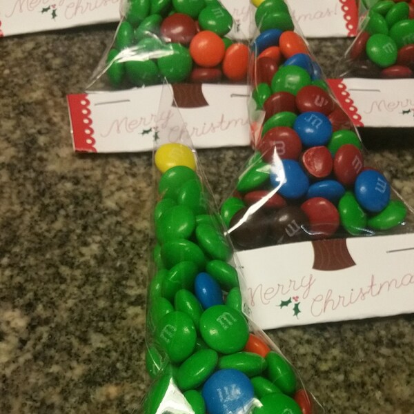 Merry Christmas Tree Holiday Party Candy Favor Bag Gift Tag Printable ...