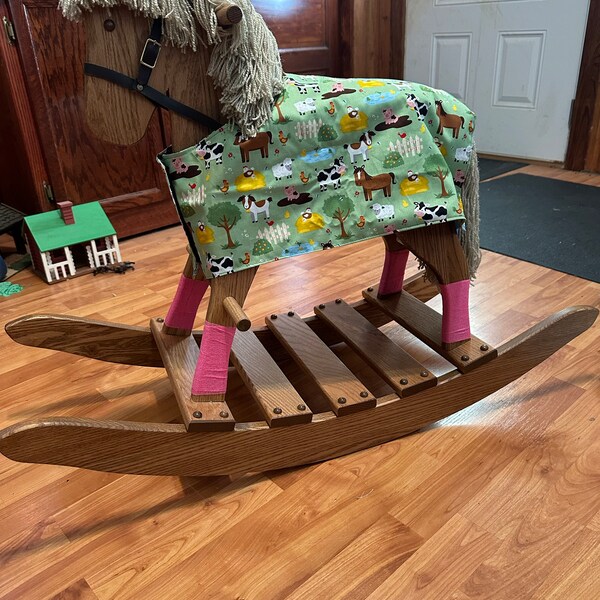 Amish Made Rocking Horse SOLID OAK Two Sizes for Toddlers and Above ...