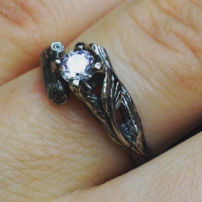 ACADIA WEDDING RING Set Twig Engagement Ring, Matching Weddng Band ...