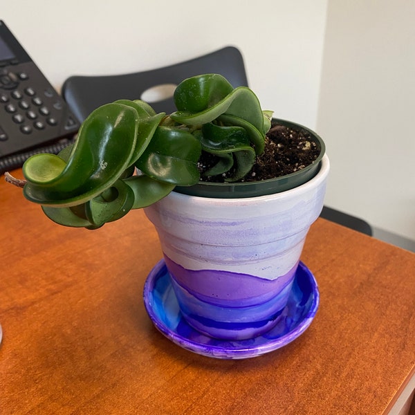 6 Inch Hand Painted With Alcohol Inks Plant Pot - Etsy