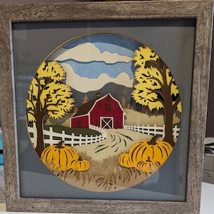 Fall Landscape Shadow Box SVG Bundle, Autumn 3D SVG Shadowbox 3 ...