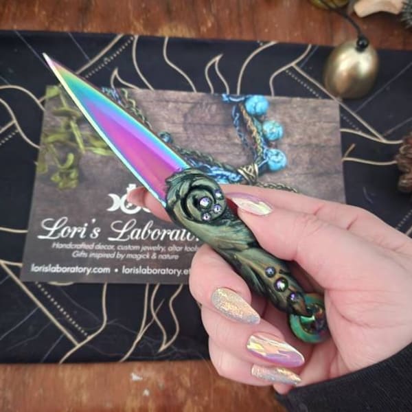 Mini Wiccan Athame Woodland Crystal Blade Wicca Ritual Knife Ritual ...