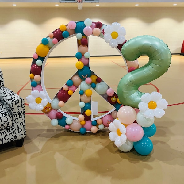 Peace Sign, Mosaic Balloon Template, Tall, Peace, Hippie Symbol, Mosaic ...