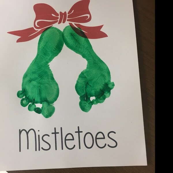 Mistletoes Footprint Printable Template - Christmas Footprint Art - Etsy