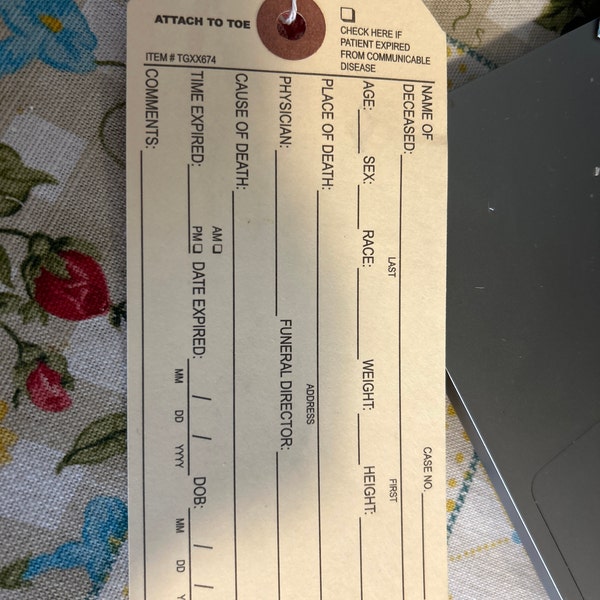 Toe Tag Mortuary Identification Cards | Morbid Oddities & Curiosities ...