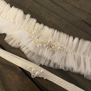 Slim Wedding Garter With Crystals, Elegant Lace Garter for Bride ...