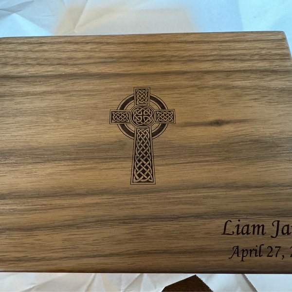 First Communion Keepsake Box, Custom Engraved Wood Box, Walnut Keepsake ...