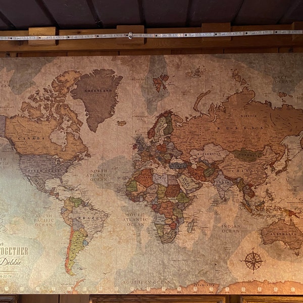 Push Pin Travel Map of World, Customized Map One Panel Pin Board ...