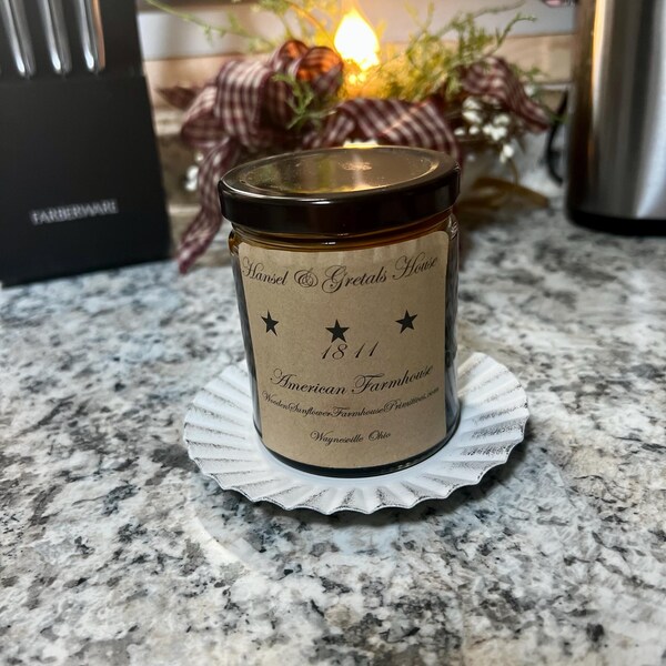 MEDIUM WHITEWASHED CANDLE Tin Country Candle Pan White Washed Metal ...
