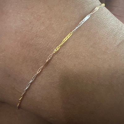 14K WHITE GOLD ANKLET 2.0MM Wide Double Curb Link 10 Inch Spring Ring ...