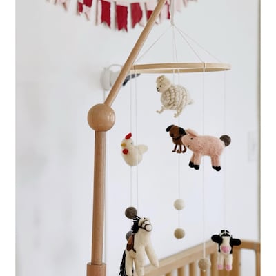 Giraffe Stroller Hanger With Wooden Beads,safari Stroller Mobile,baby ...