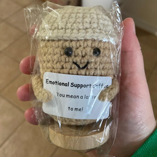 Crochet Coffee Bean Coffee Cup: Handmade Emotional Support Desk Buddy ...