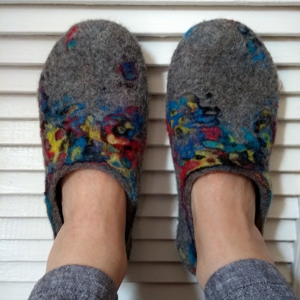 Felted Unisex Slippers Felted From Natural Sheep Wool Decorated With ...