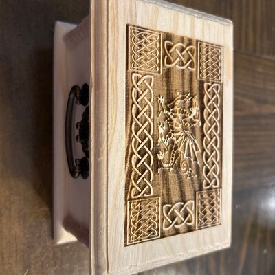 Custom Family Crest Latched Wooden Box : Free Engraved Personalization ...