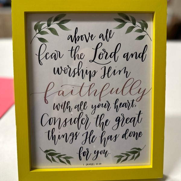 1 Samuel 12:24, Bible Verse Print, Instant Download, Hand Lettered ...