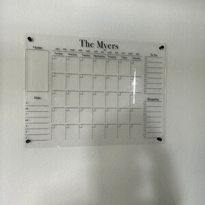 Acrylic Wall Calendar Dry Erase Wall Planner Large Monthly Weekly ...