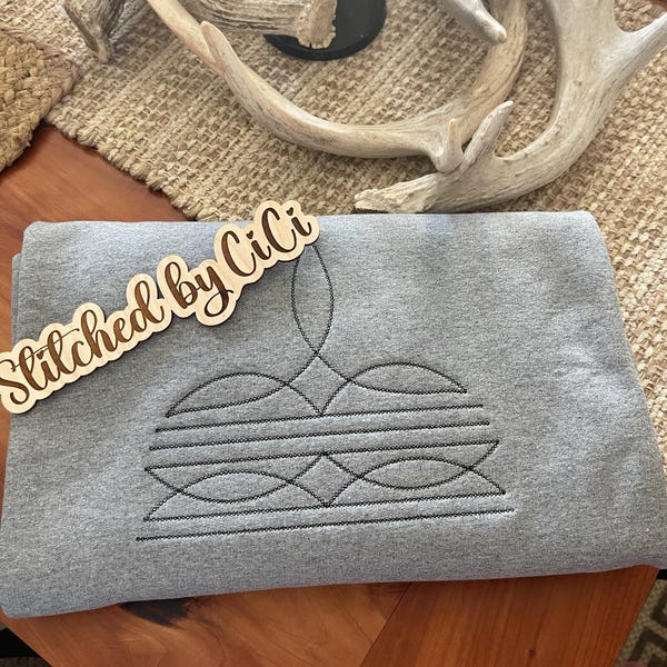 Western Boot Stitch Stitching Machine Embroidery Design, 5 Sizes ...