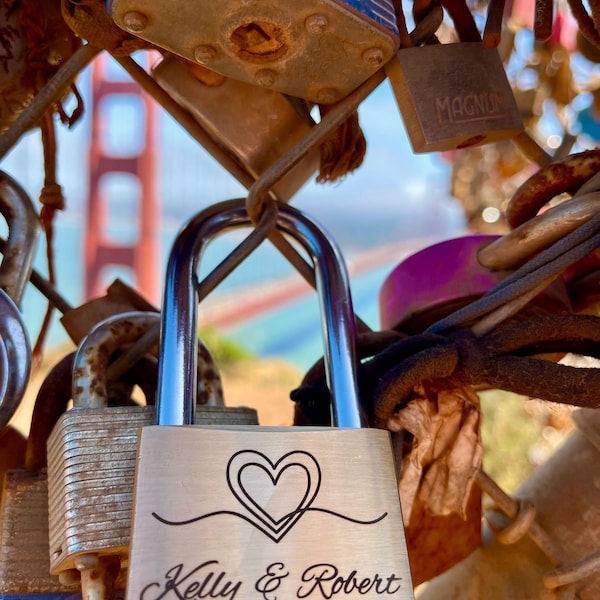 Engraved Padlock Custom Love Lock Personalized Wedding Gift for Couples ...