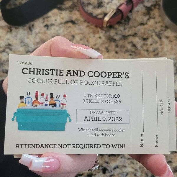 Cooler of Booze Raffle Tickets - Cooler Raffle - Bucket of Booze Raffle ...