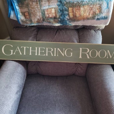 S 103 Wooden, Handmade, Long Sign. Gathering Room. 40 X 5 1/2 X 3/4 ...