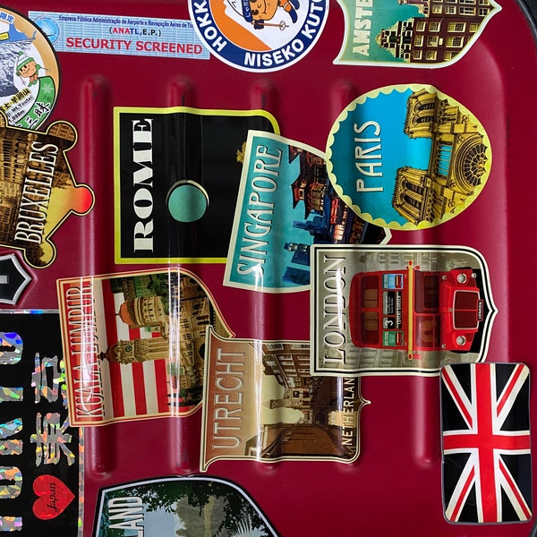 Personalizable Travel Stickers Pack, Vintage-style Travel Gift, Decals ...