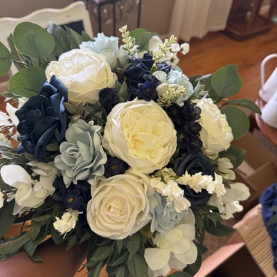 Light Dusty Rose and Dusty Blue Flowers, Bridal Bouquet, Mauve Wedding ...