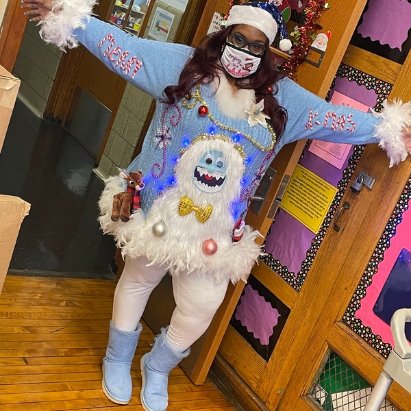 Yeti Abominable Snowman Sweater, Tacky Ugly Christmas Sweater, Gorgeous ...