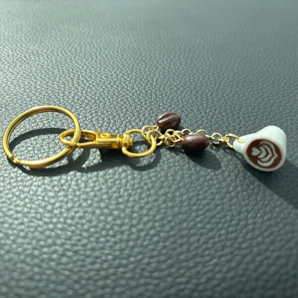 Coffee Keychain | Latte Keychain | Coffee Bean | Gift | Dainty Keychain ...