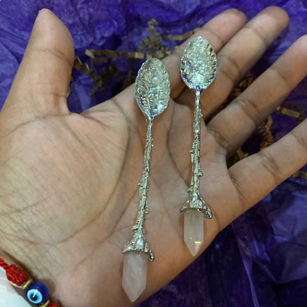 Rose Quartz Crystal Spoon, Crystal Spoon, Altar Tools, Fairy Spoon ...