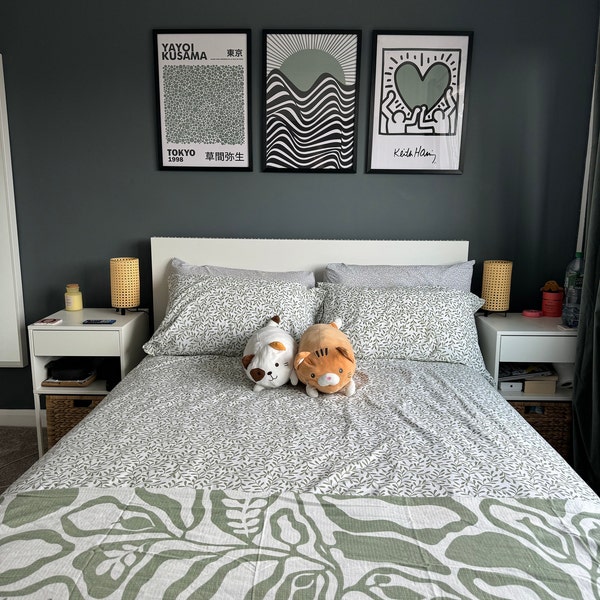 Set of 3 Sage Green Kusama, Keith Haring and Bauhaus Prints, Green Wall ...