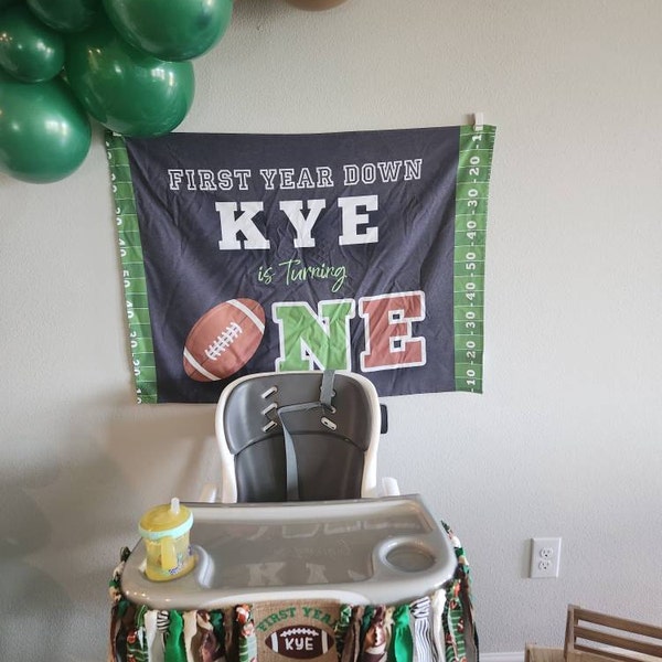 Football First Birthday Decorations, Football Birthday Backdrop, First ...