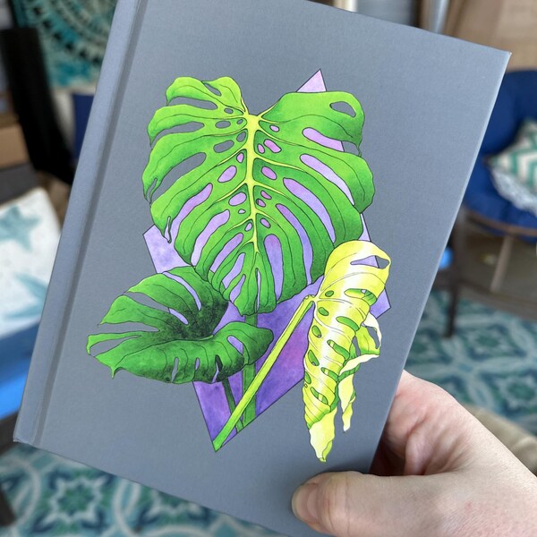 Monstera Hardcover Journal, Tropical Houseplant Botanical Design ...