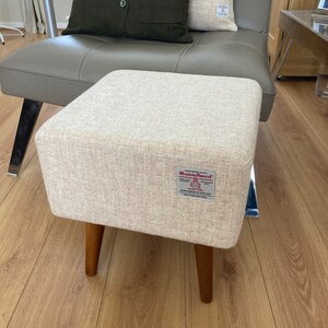 Large Square Footstool Charcoal Harris Tweed Herringbone with | Etsy