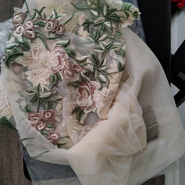 Lace Wedding Veil With Butterfly,embroidered Flower Lace Veil,bridal ...