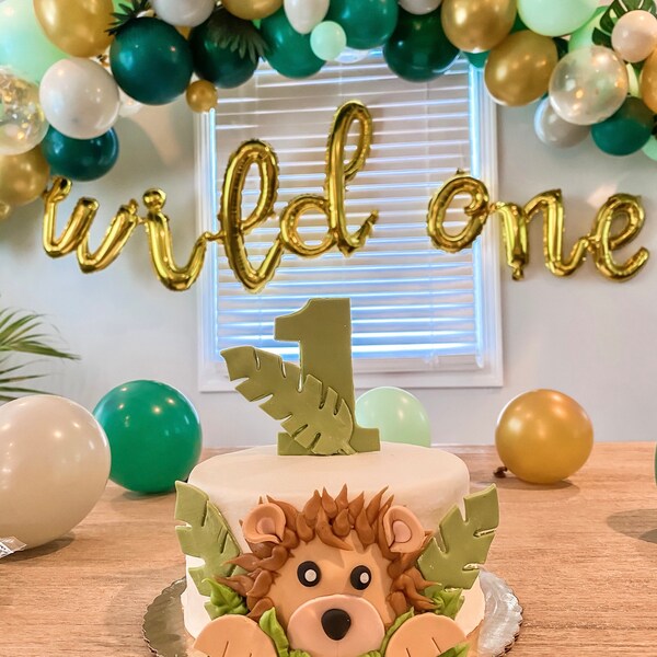 Wild One Gold Script Letter Balloons | Cursive, First Birthday Silver ...