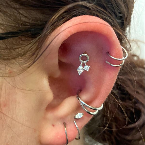 Sterling Silver Double Conch Clicker Hoop, Daith Rook Tragus Earring - Etsy