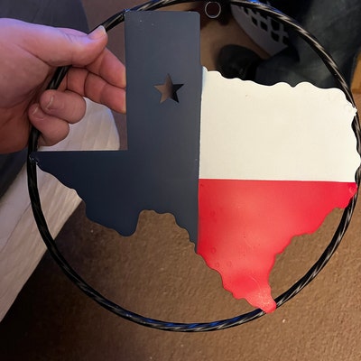 6,9,12 STATE OF TEXAS Barn Metal Art Twisted Rope Ring Western Home ...