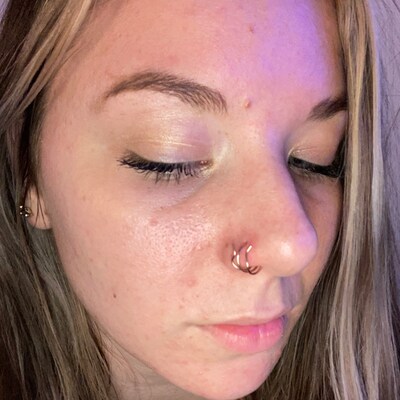 The Sammy Double Loop Nose Ring With Teal Bead in Silver Gold - Etsy