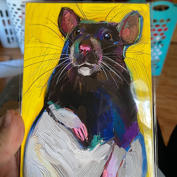4 X 6 Rat Art Print, Cute Rat Art Print, Rat Painting, Rat Wall Art ...