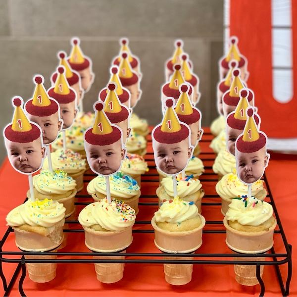 Cupcake Toppers Baby Face, Cupcake Photo ANY AGE, Birthday Decor ...
