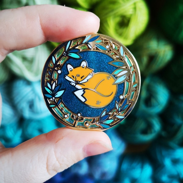 Cute Fox Pin : a Stained Glass Enamel Pin Featuring a Kawaii Sleeping ...
