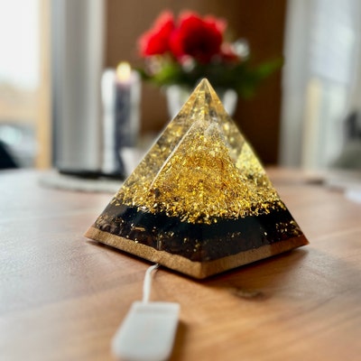 Gold Resin Pyramid Nightlight for Kids Pyramid Lamp Personalised Gift ...
