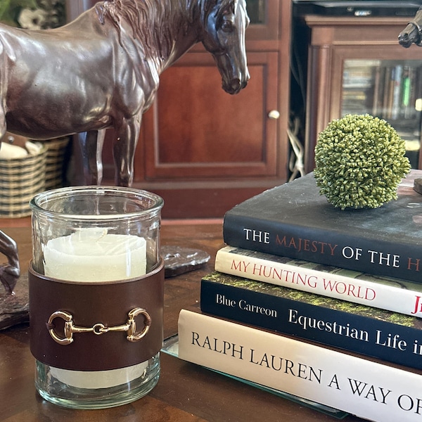 Equestrian Leather Box With Brass Stirrup and Horse Bit, 5,7 Diameter ...